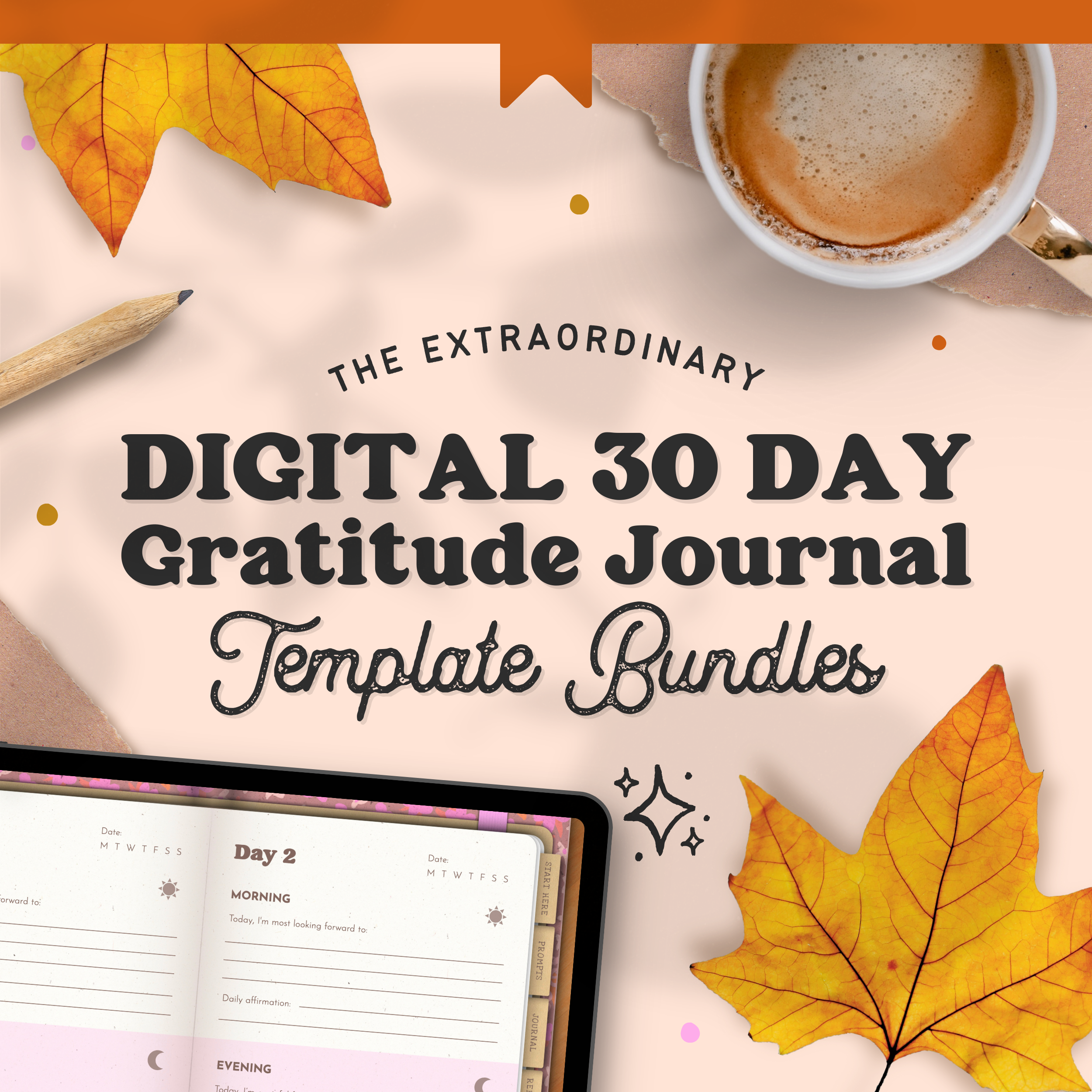 The Extraordinary Digital 30 Day Gratitude Journal Template Bundle ...